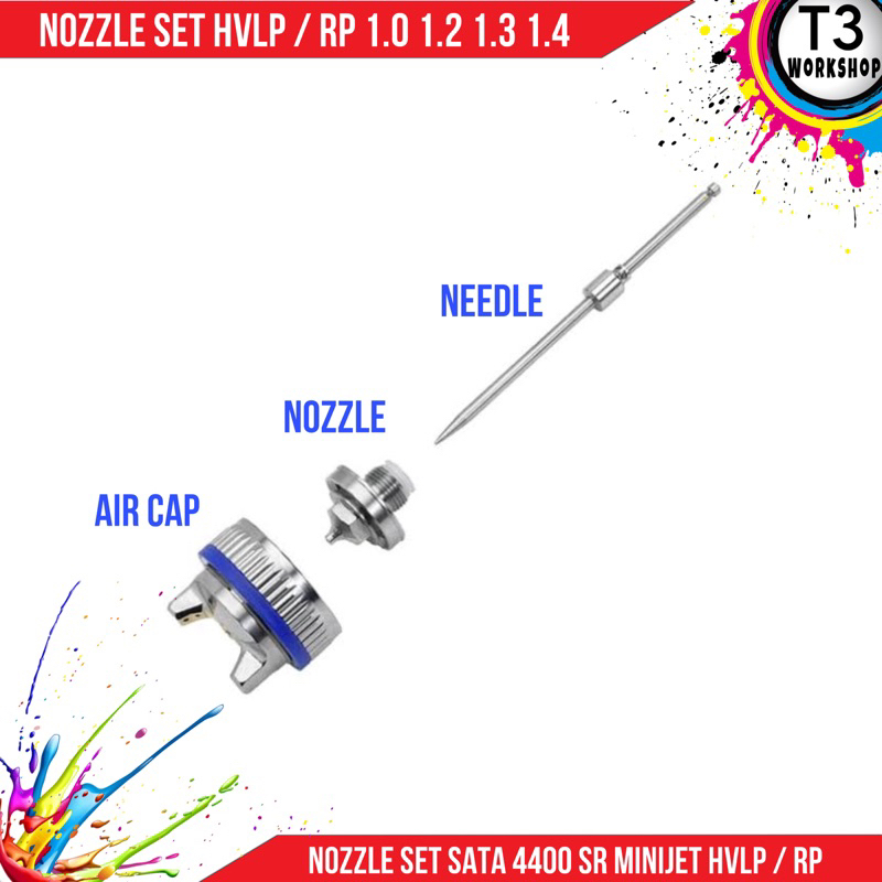 Jual sparepart ORIGINAL SATA minijet 4400 1 SET Noozle , Needle ...