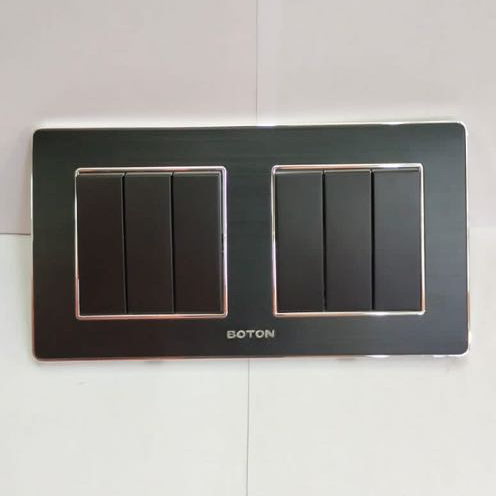 Jual BOTON BLACK DOUBLE SAKLAR LAMPU TRIPLE + TRIPLE 3 GANG 1 WAY ...