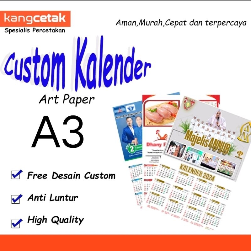 Jual CUSTOM KALENDER A3/KALENDER DINDING/kalender artpaper | Shopee ...