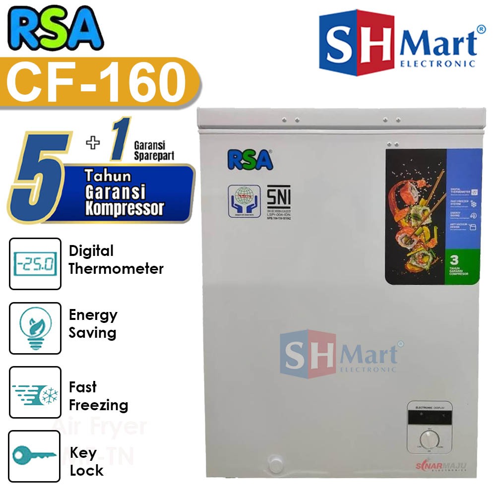 Jual CHEST FREEZER RSA CF-160 CF160 KAPASITAS 144 LITER FREEZER BOX ...