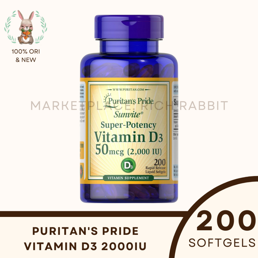 Jual Puritan's Pride Vitamin D3 2000iu 50mcg isi 200 Vitamin D Puritan | Shopee Indonesia
