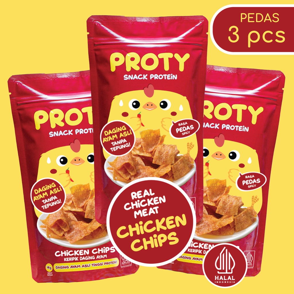 Jual PROTY Chicken Chips Pedas (Bundle 3 pcs) Snack Cemilan Jajanan ...