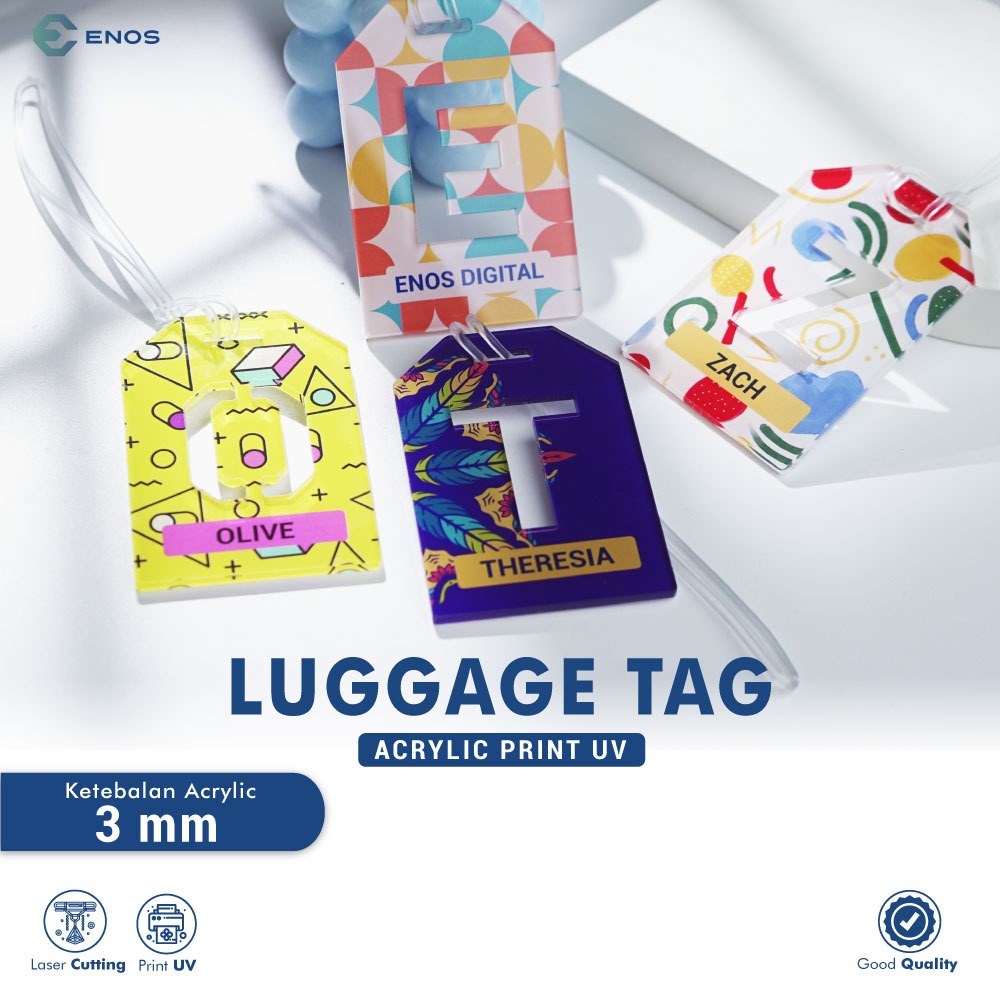 Jual LUGGAGE BAG TAG CUSTOM NAMA AKRILIK PRINT UV / GANTUNGAN KOPER TAS ...