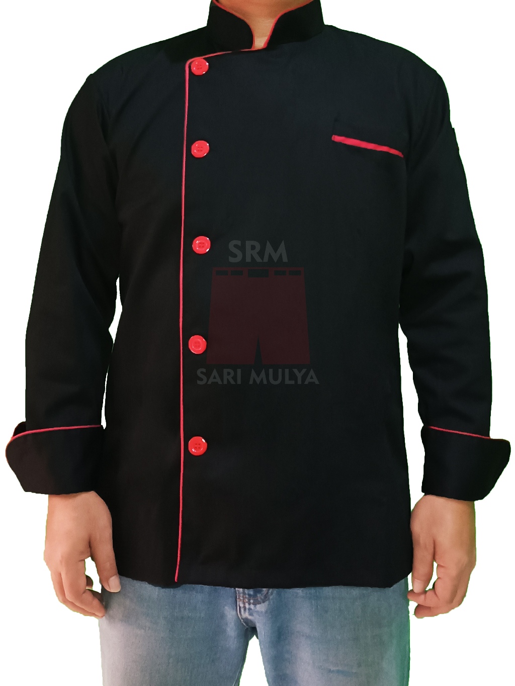 Jual Srm Baju Koki Chef Jacket Baju Chef Body Fit Unisex Hitam Lis ...
