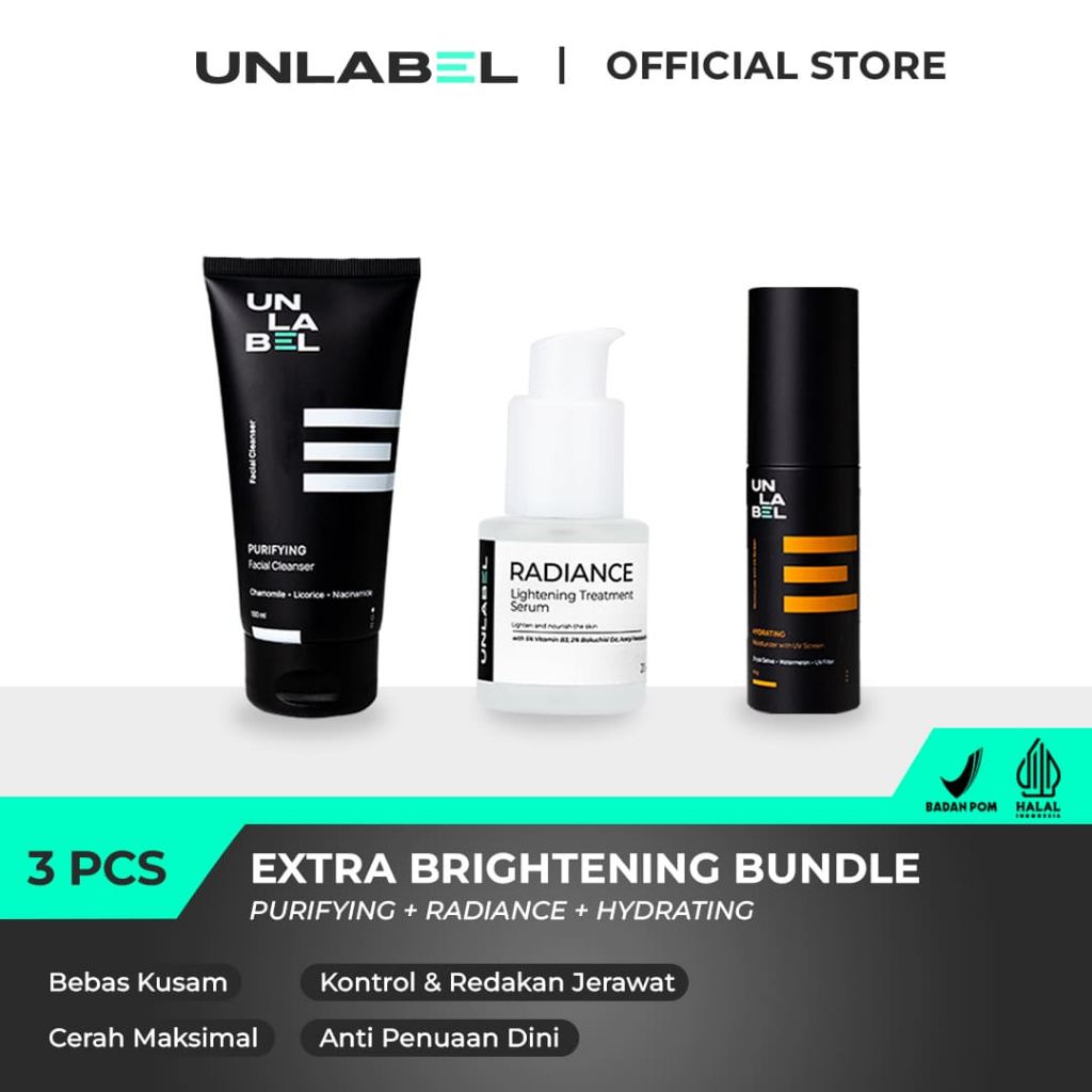 Jual UNLABEL - Extra Brightening Bundle (Purifying Facial Cleanser + Radiance Lightening ...