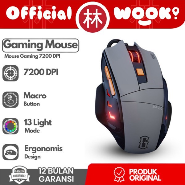 Jual Gamen GM300 Mouse Gaming Wired 7200 DPI Macro Button Mouse USB RGB ...
