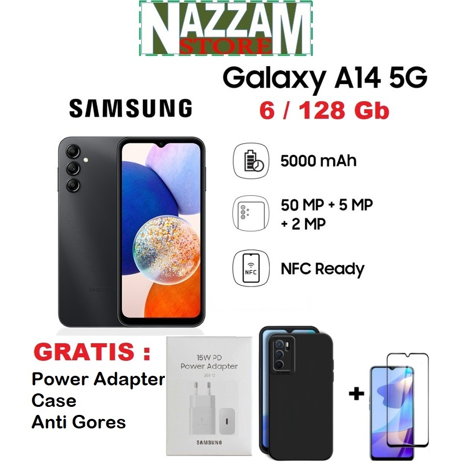 Jual SAMSUNG A14 4G 5G 6/128 GB Garansi Resmi + Adapter | Shopee Indonesia
