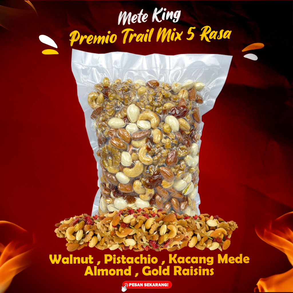 Jual Trail mix premio walnut almond kacang mede kismis pistachio gold ...