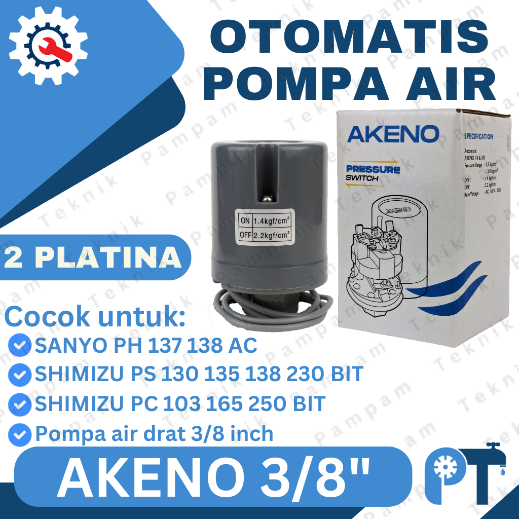 Jual OTOMATIS POMPA AIR 3/8" PRESSURE SWITCH AKENO 3/8 inch 2 Platina ...