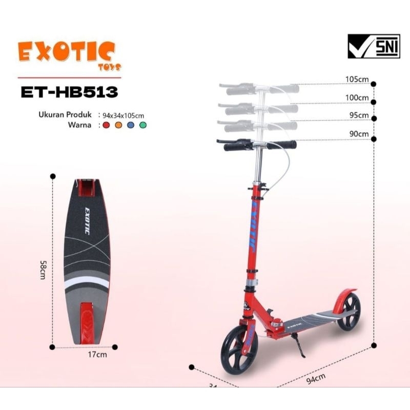 Jual Scooter Roda Dua Exotic ET 513 Skuter Lipat Dewasa 100kg | Shopee ...