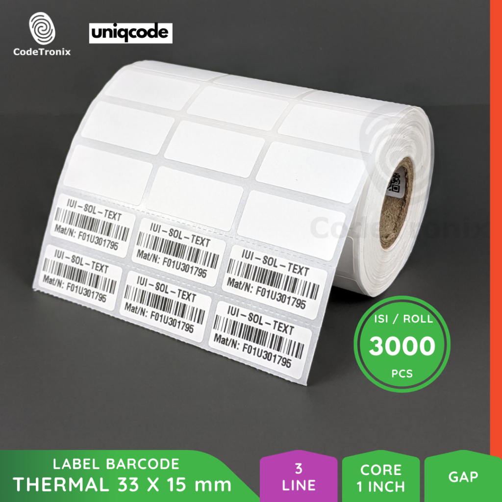 Jual Label Stiker Kertas Thermal 33x15 Direct Sticker Barcode Roll 3 ...