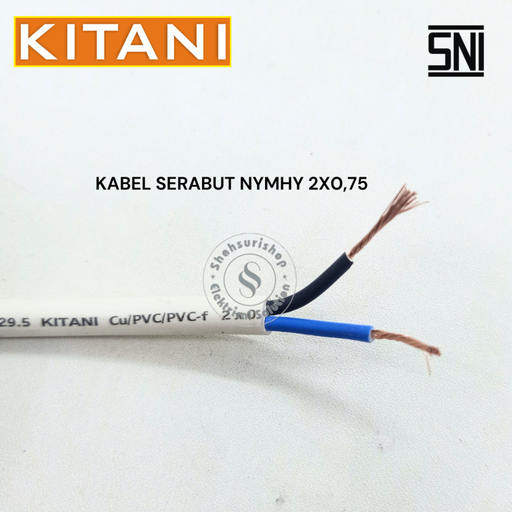 Jual KITANI KABEL SERABUT NYMHY 2X0.75 BER SNI PER METER | Shopee Indonesia