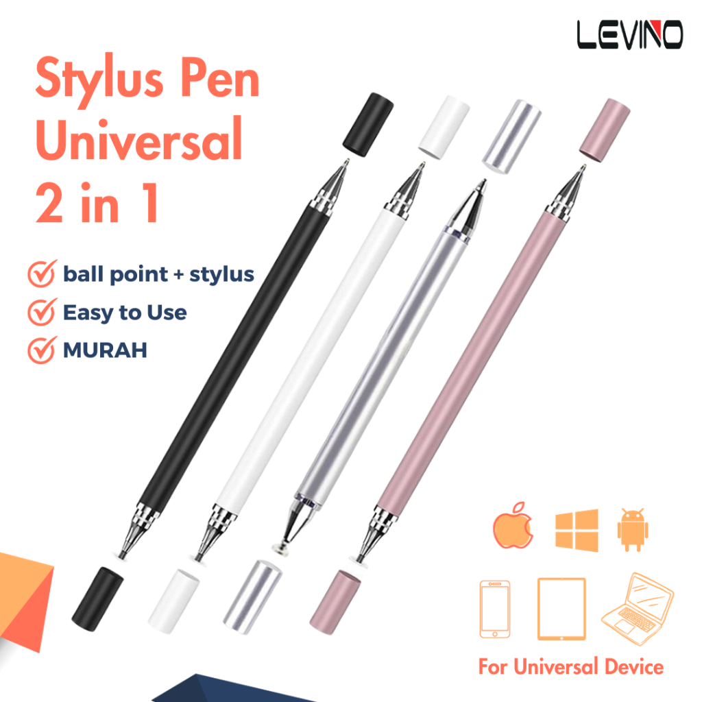 Jual Levino Stylus Pen 2in1 Ball point Universal Stylus Pencil For Ipad ...