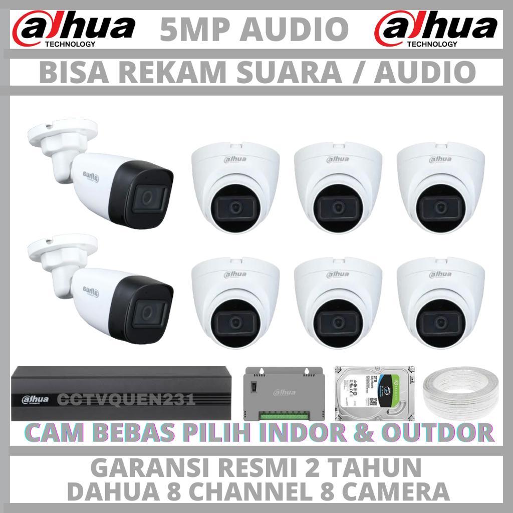Jual PAKET CCTV DAHUA 5MP AUDIO SERIES 8 CHANNEL 8 KAMERA TURBO HDCVI 2560H | Shopee Indonesia