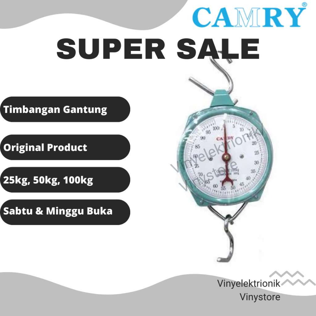 Jual Timbangan Gantung Jarum Camry 25kg, 50kg, 100kg / Timbangan tas sembako, ikan dll | Shopee ...