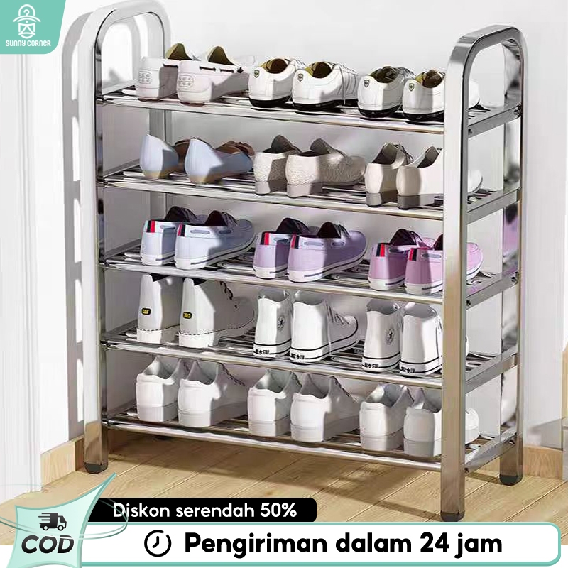 Jual Rak Sepatu Stainless Steel 6 Susun Rak Sepatu Kokoh Tempat Sepatu Sendal Besi Serbaguna ...