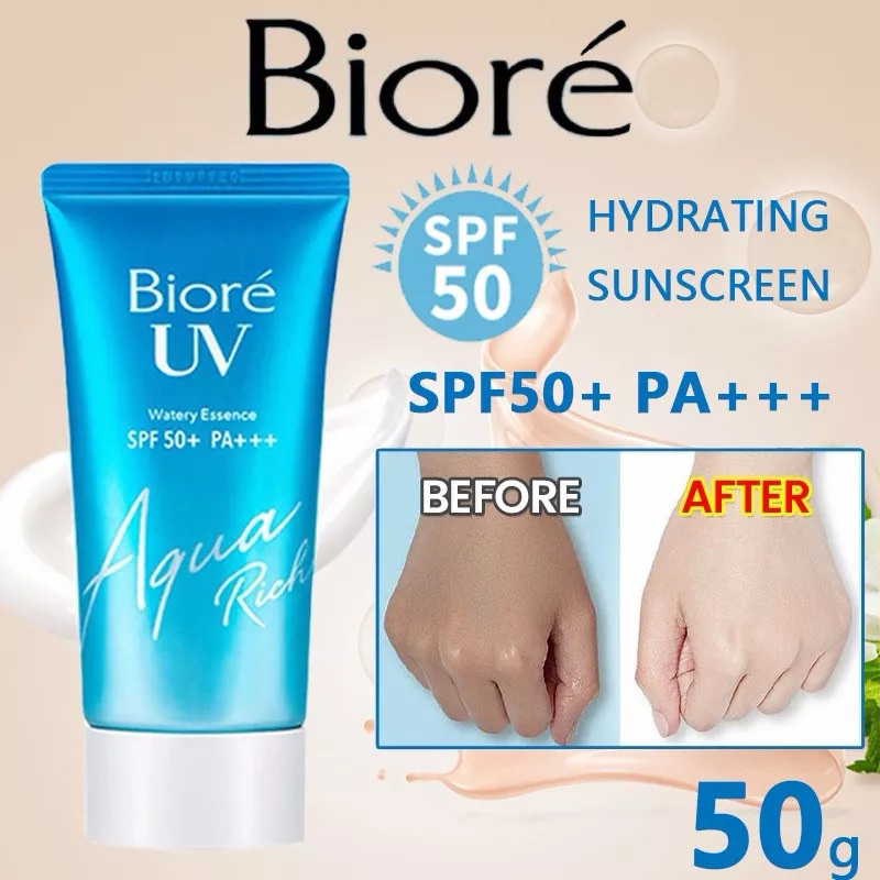 Jual Biore UV Aqua Rich Sunscreen Watery Essence spf 50 Pa ++++ Waterproof Tube 50gr | Shopee ...