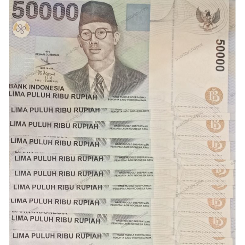 Jual uang kertas rupiah idr lama kuno lima puluh 50 ribu 50000 gocap ...