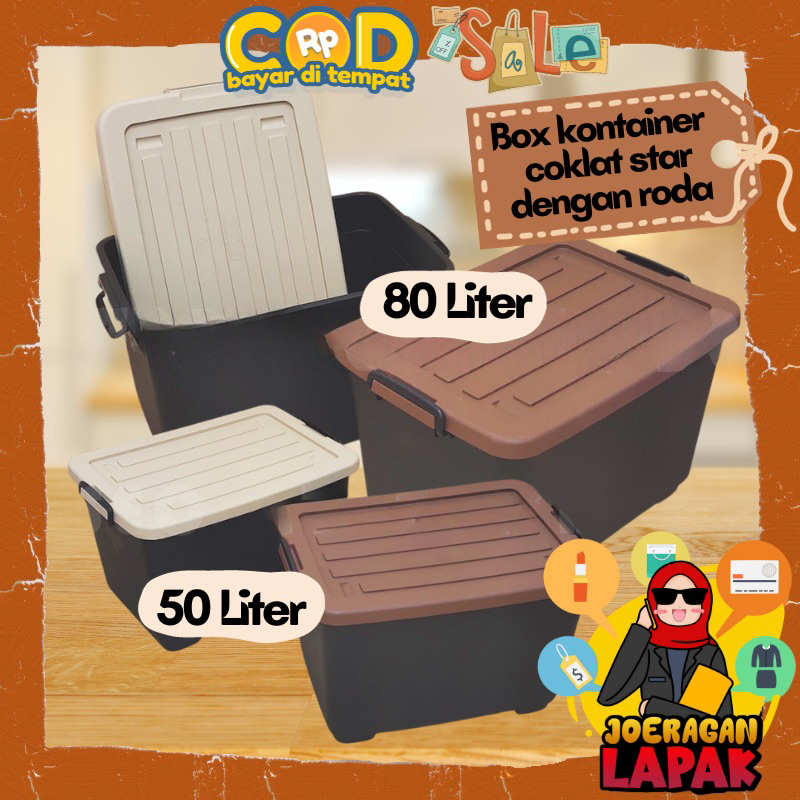 Jual ⭐️JOERAGAN LAPAK⭐️BOX CONTAINER STAR 50 LITER DAN 80 LITER + RODA ...