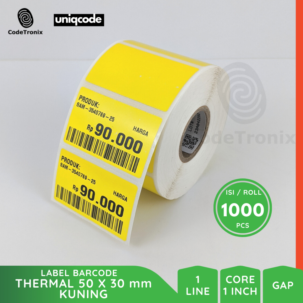 Jual Label Sticker Kertas Thermal 50x30 Barcode Direct Stiker Roll Warna 1 Line 1000 pcs ...