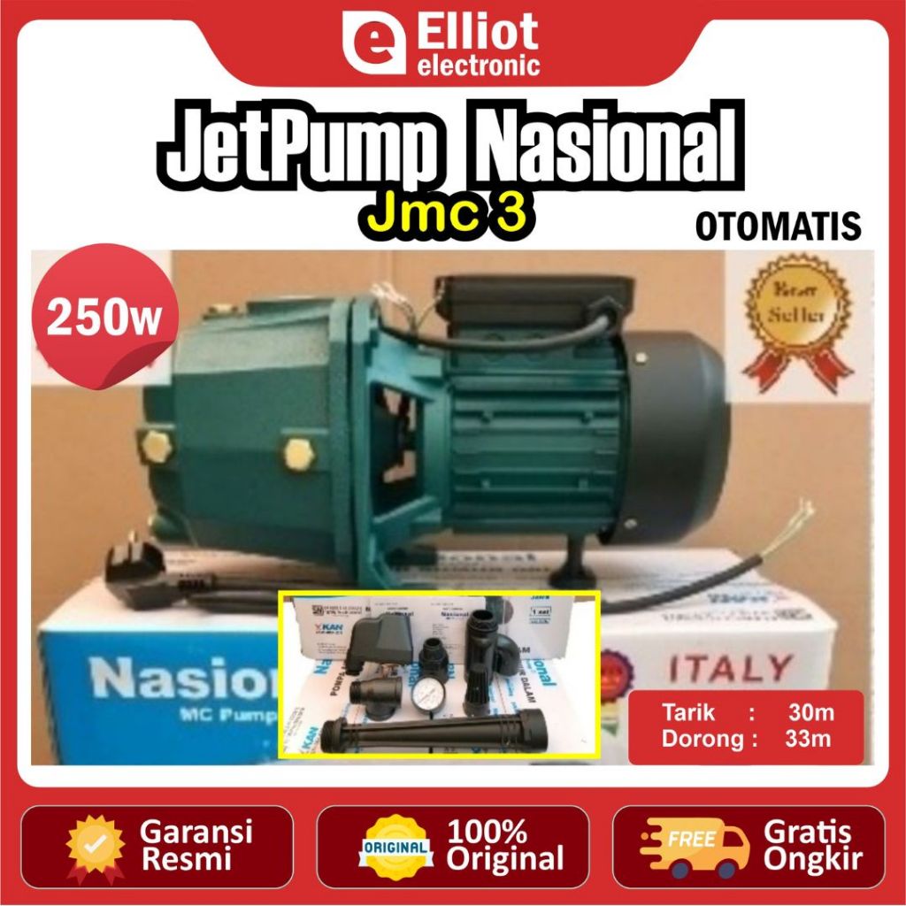 Jual Mesin Pompa Air JET PUMP Nasional JMC 3 / MC 255 Otomatis Sumur Dalam 30M | Shopee Indonesia