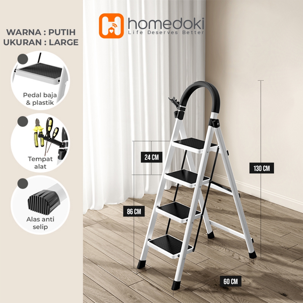 Jual Homedoki Tangga Rumah Lipat Tangga Besi Lipat 3/4 Step Household ...