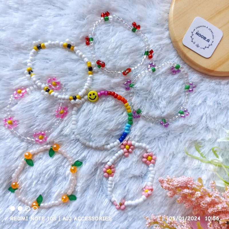 Jual 12 SET Gelang dan Cincin Manik Manik / Ring and Bracelet beads / Gelang Kpop / Gelang Korea ...