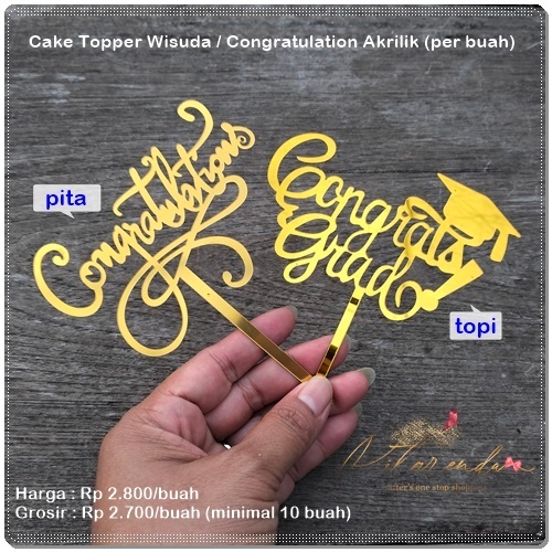 Jual TOPR-87 : Cake Topper Wisuda / Congratulation Akrilik (per buah ...