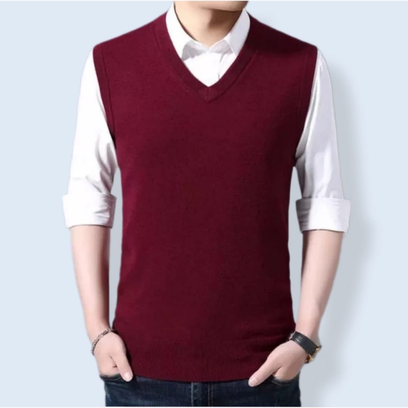 Jual One - Rompi Pria Rajut Korea Vneck Knit Vest / Vest Rompi Rajut ...