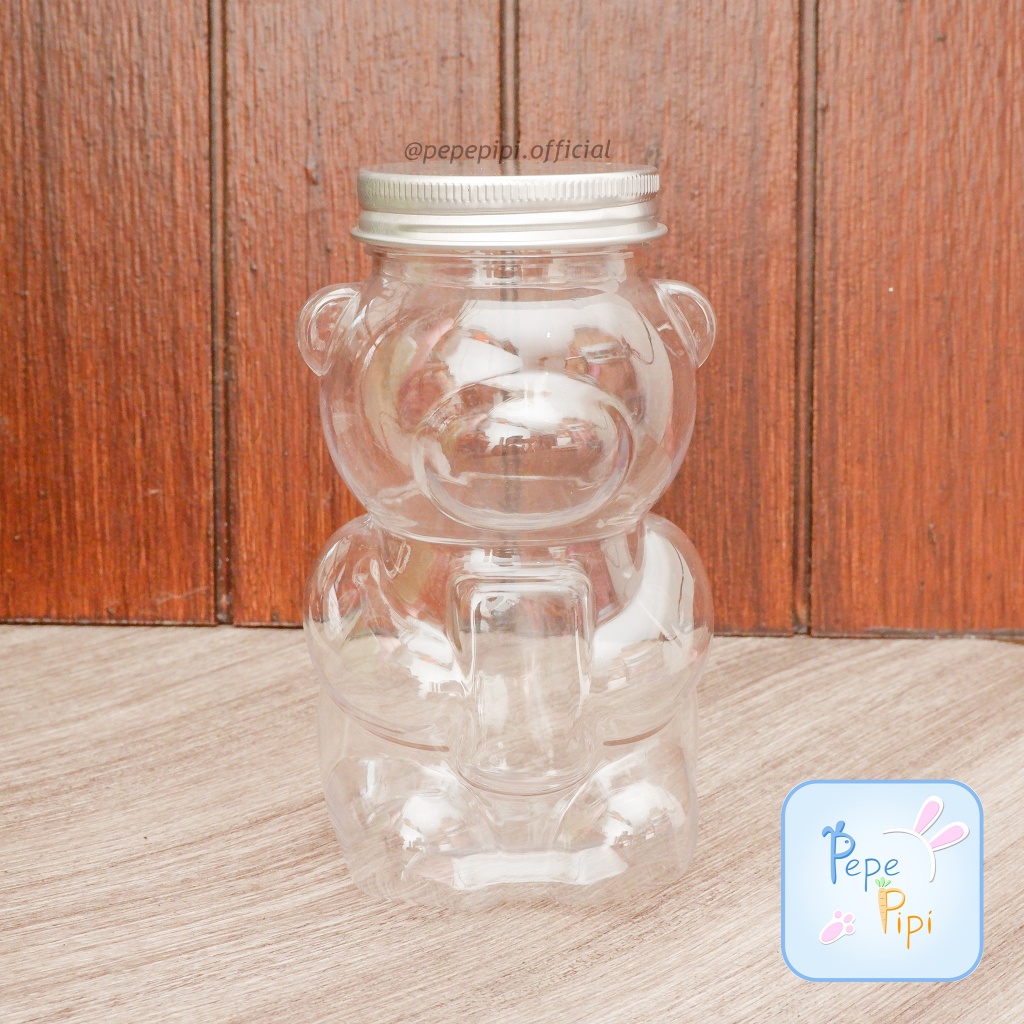 Jual Packaging Toples Plastik Bening Beruang 400 ml Tutup Aluminium ...