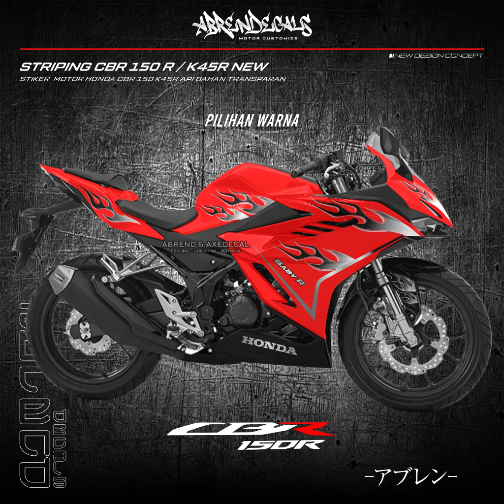 Jual STRRIPING CBR 150 K45R GRAFIS API GRADASI TRANSPARAN / STIKER MOTOR HONDA CBR 150R NEW 2021 ...