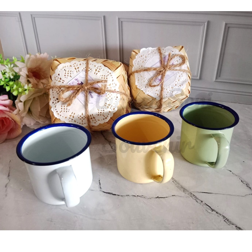 Jual Souvenir Pernikahan Gelas Minum 150ml Cangkir Enamel Mug Kopi ...