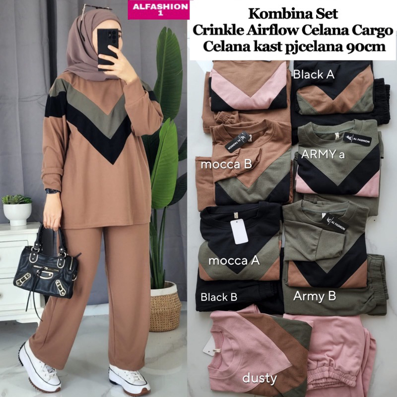 Jual KOMBINA SET CELANA CARGO CRINKLE AIRFLOW LD 110 // SET KOMBINA // SETELAN KOMBINASI // ONE ...