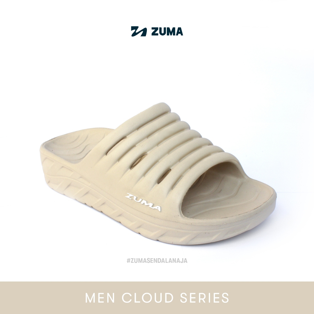 Jual Zuma Men Cloud 3 Almond, Sandal Slop Pria Karet Slip On Polos ...