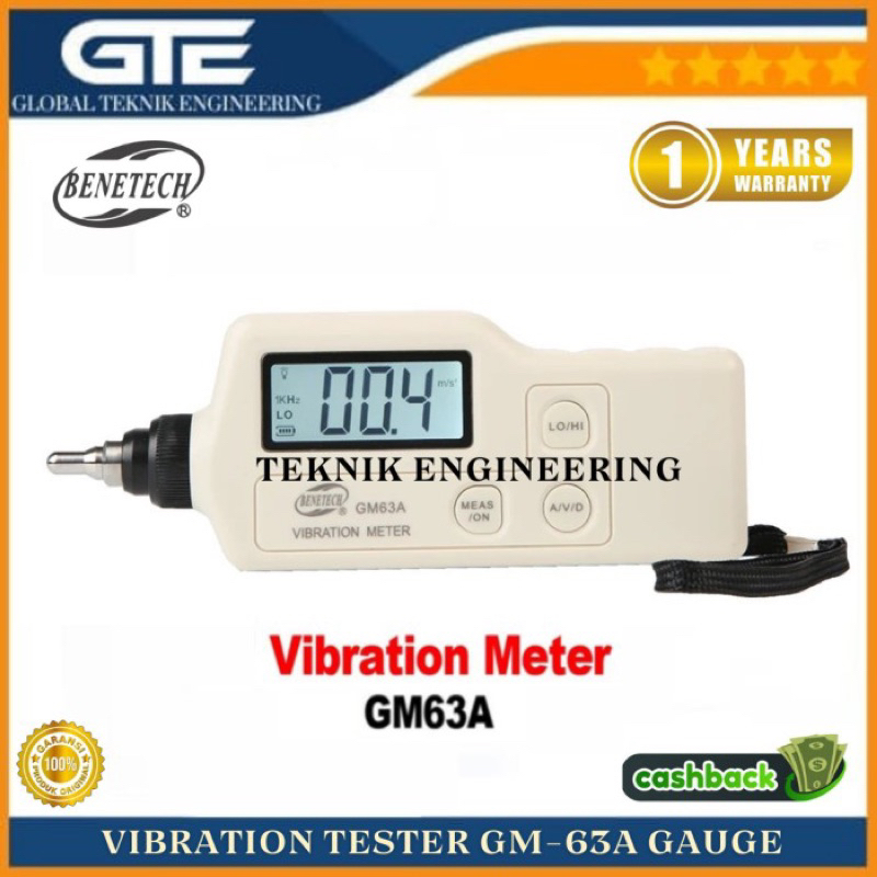 Jual Vibration Meter GM63A Benetech ORIGINAL Vibrometer Tester GM-63A ...