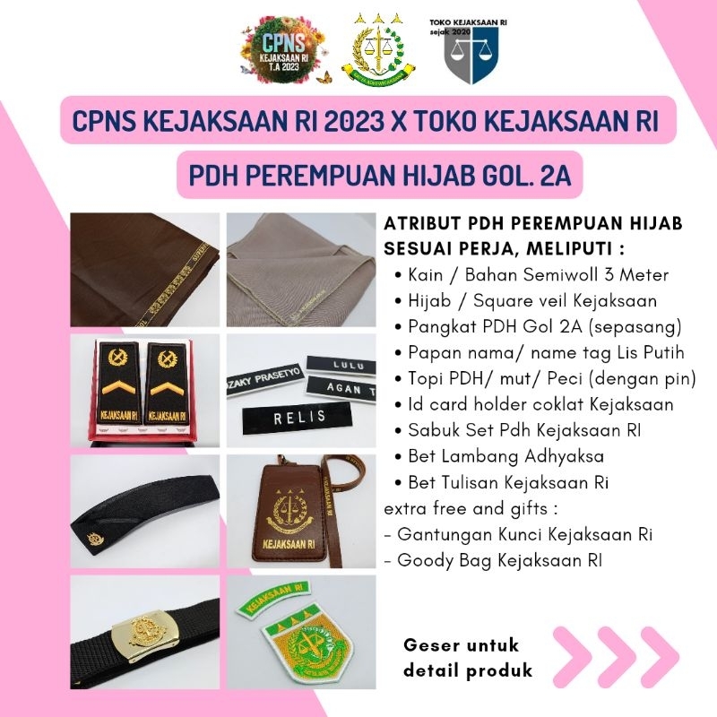 Jual Toko Kejaksaan RI - Paket Atribut Pdh CPNS CASN WANITA GOL 2A 2C ...