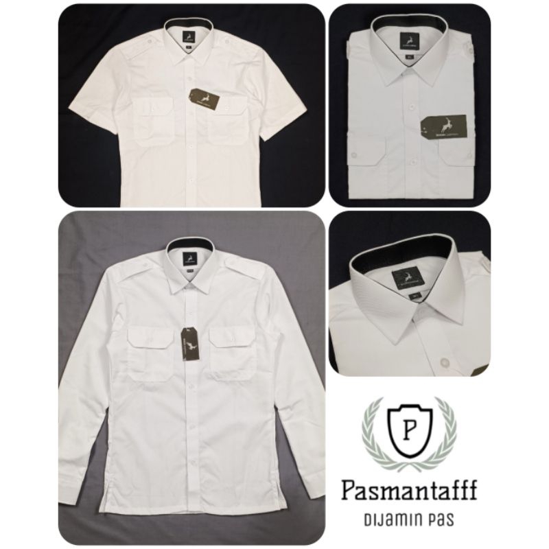 Jual Kemeja Pria Pilot Putih Kerah Dalam Hitam Lengan Panjang & Pendek ...