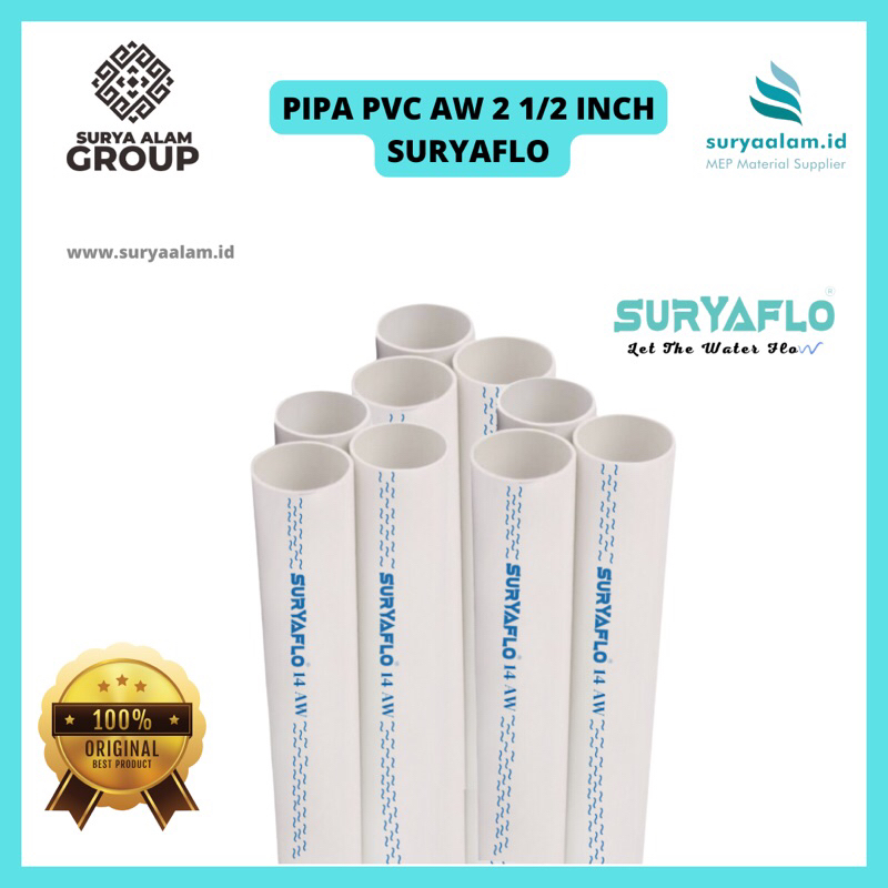 Jual PIPA PVC AW 2 1/2" SURYAFLO | STANDART | 4 METER | Shopee Indonesia