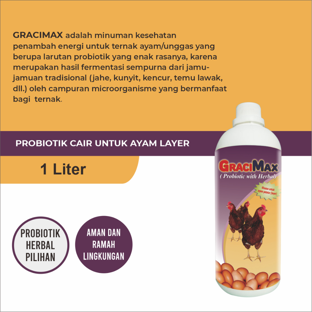 Jual Suplemen Pakan Ayam Layer Peningkat Produksi Telur “GRACIMAX” 1 L ...