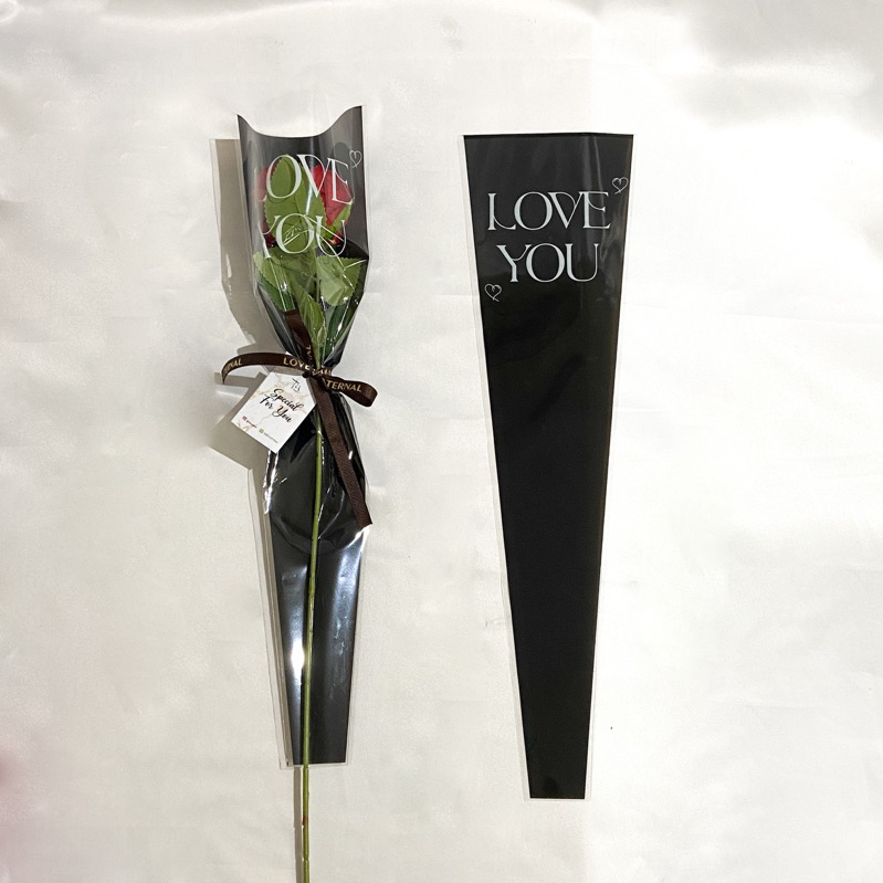 Jual Wrap Plastik Pembungkus Bunga Single Rose LOVE YOU | Shopee Indonesia