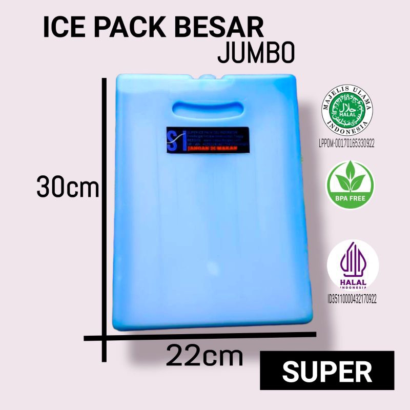 Jual Ice Pack Jumbo 30 × 22 x 3 cm Icepack Kotak Besar blue ice pack dry ice gel pendingin ...
