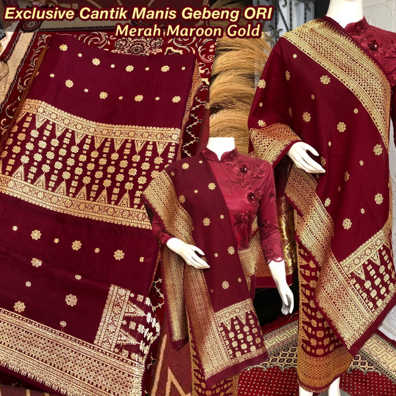 Jual Exclusive Songket Cantik Manis Gebeng ORI Maroon Gold [ songket ...
