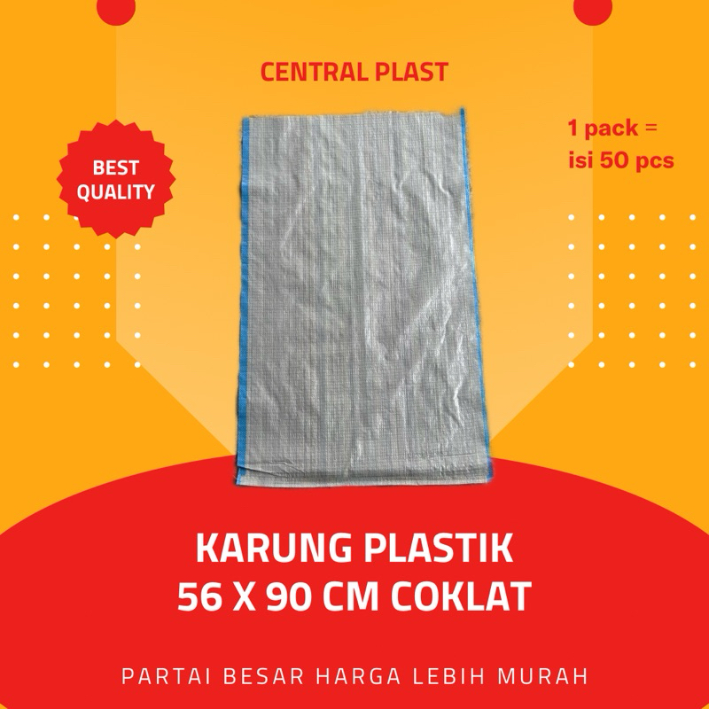 Jual [ISI 50 PCS] Karung Plastik 56x90 cm Coklat / Karung Sak 50 kg ...