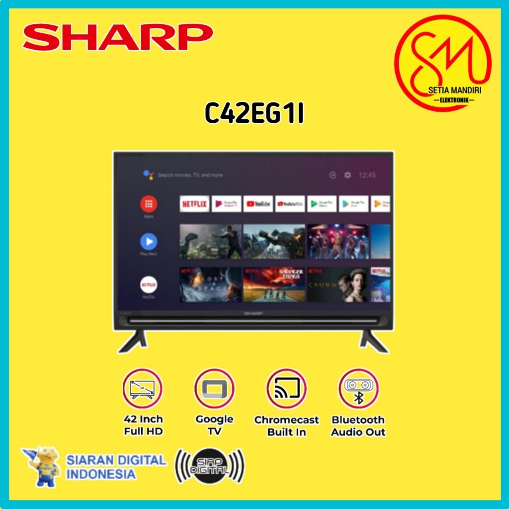 Jual SHARP C42EG1i Smart TV Google LED 42 Inch Digital DVB-T2 2T-C42EG1i | Shopee Indonesia