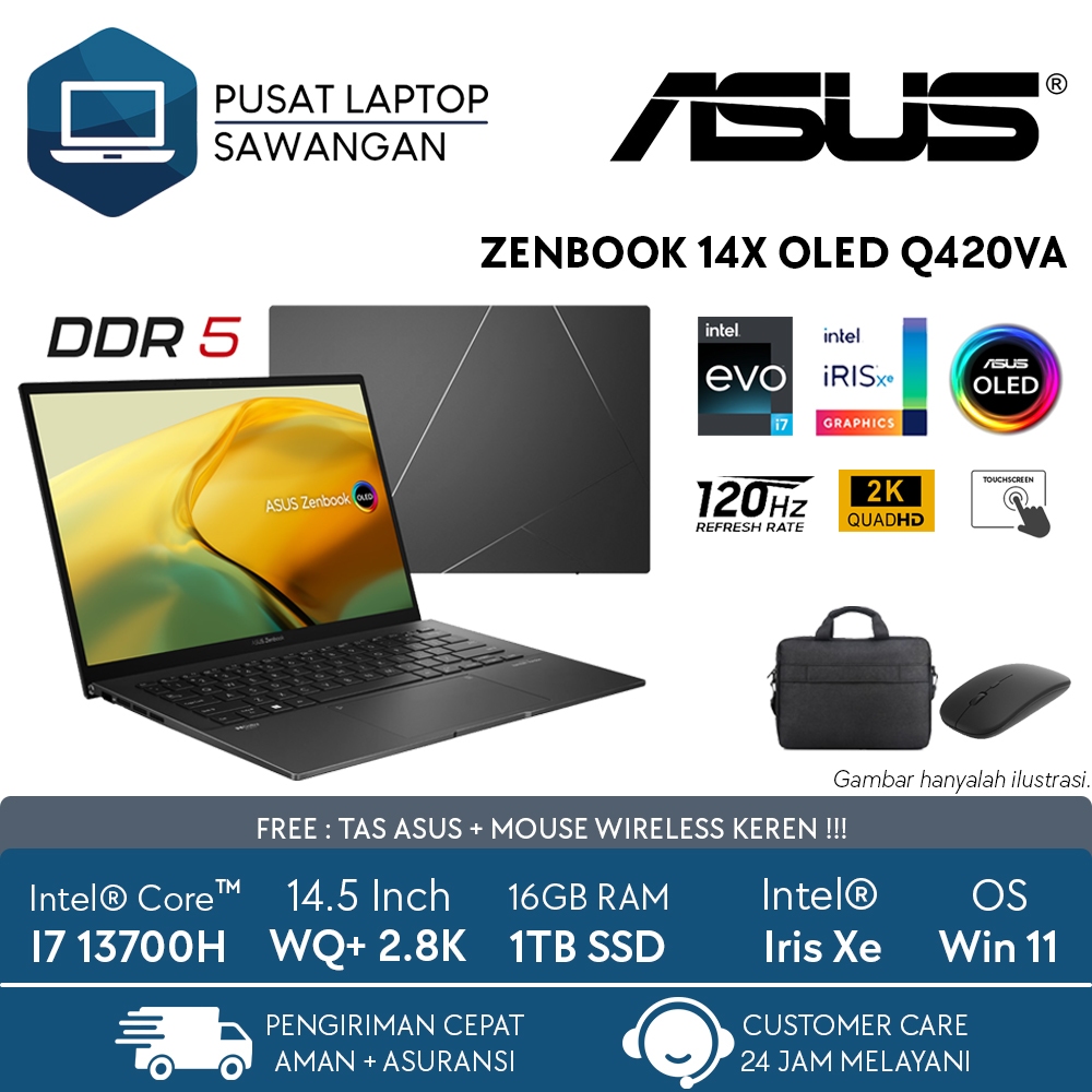 Jual Asus Zenbook 14x Oled Q420VA Intel Evo i7 13700h 16gb 2tb WQ+ 2.8K ...