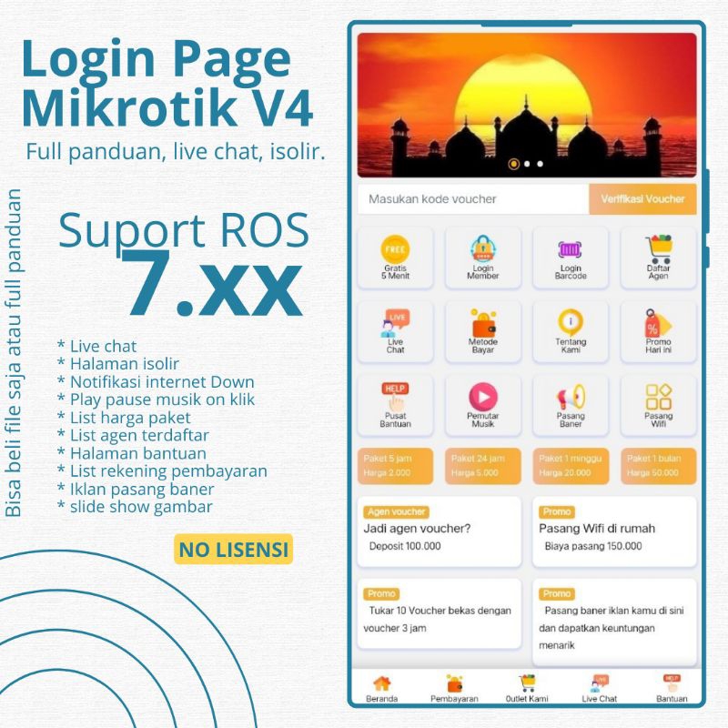 Jual Login page hotspot mikrotik V4, halaman isolir ready, suport Ros7 ...