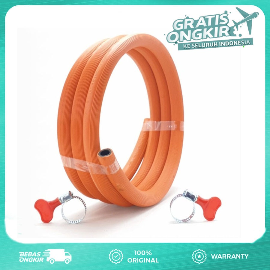 Jual SELANG GAS ORANGE Panjang 1 Meter Ber SNI ANTI BOCOR + Klem 2 Pcs ...
