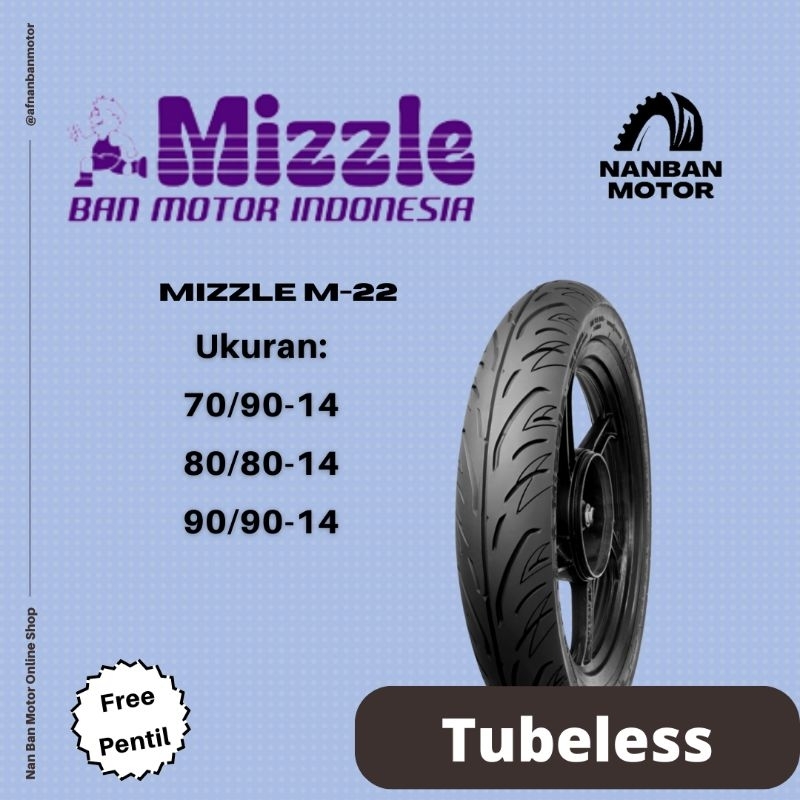 Jual BAN MOTOR MIZZLE M22 UKURAN 80/90-14 & 90/90-14 BAN TUBELESS UNTUK ...