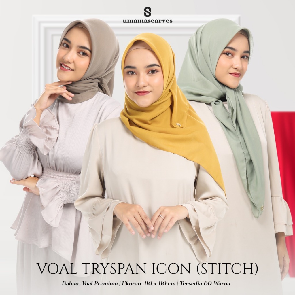 Jual Umama Scarves - Voal Tryspan Icon Stitch 110x110cm (kemasan Pouch ...