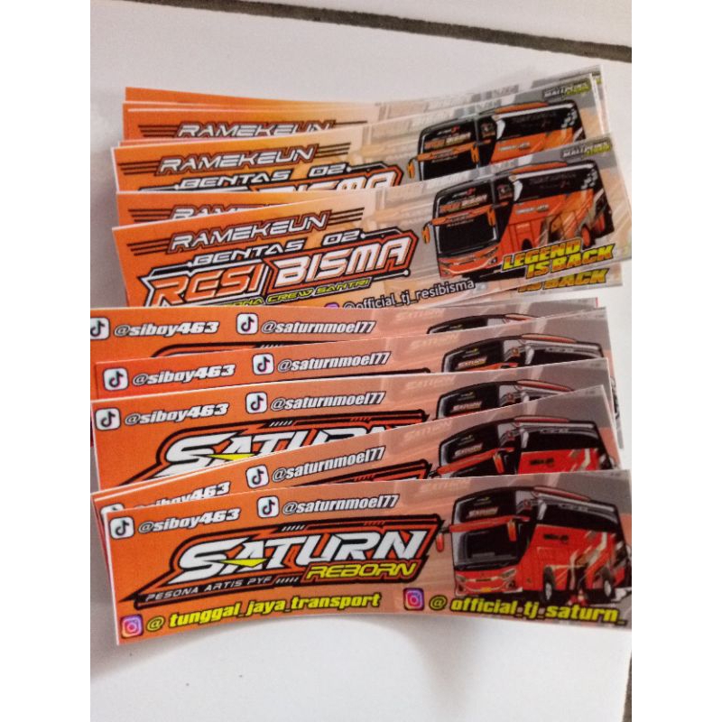 Jual aneka stiker bus basuri,one piece saturn 2 warna,resi bismaisi8pcs ...